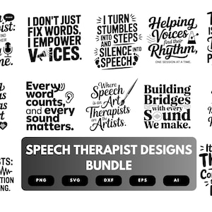 Speech Therapist SVG Bundle | SLP Quotes, Language Pathologist Clipart ...