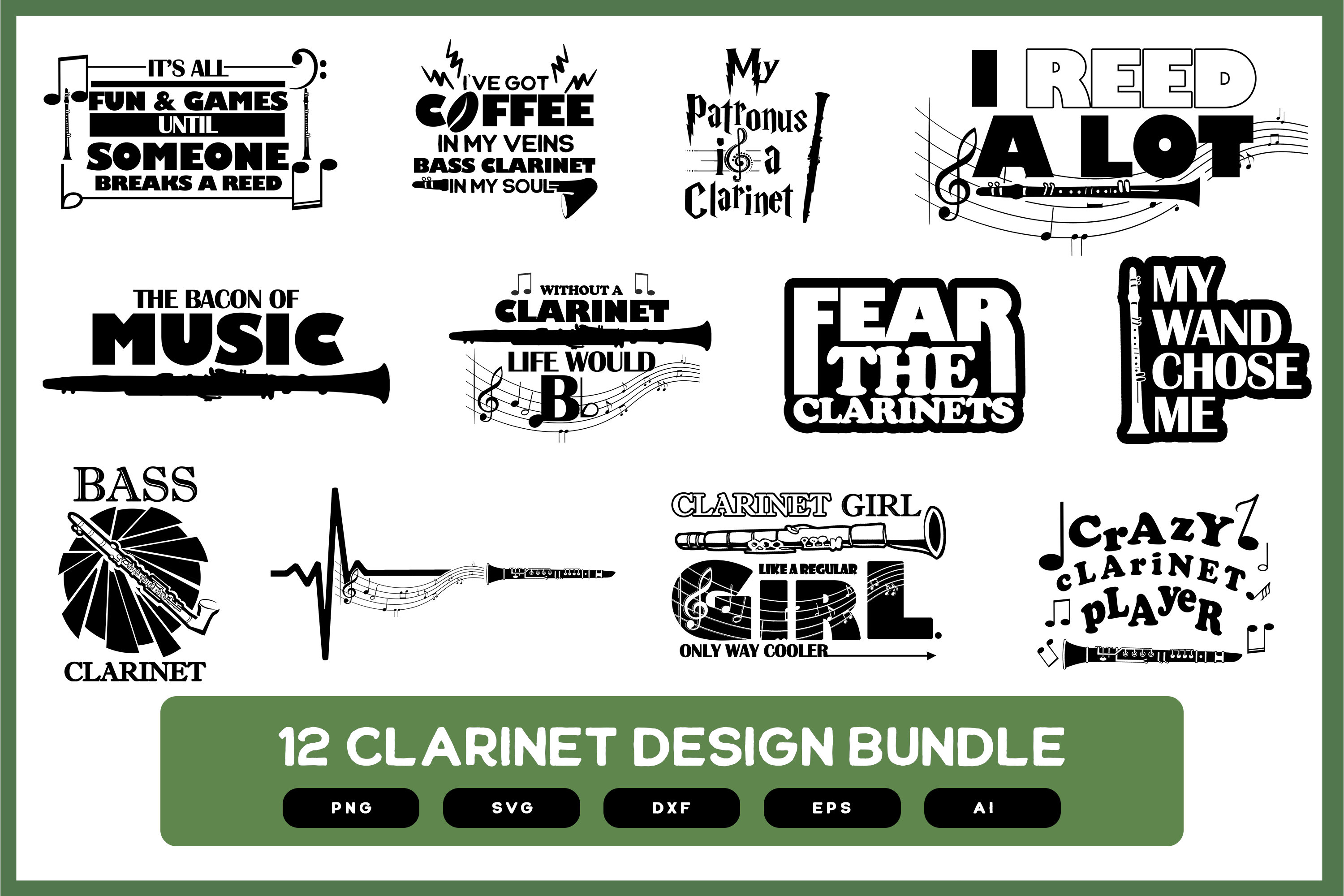 Clarinet Design Bundle Clarinet Music Instruments Clarinet - Etsy
