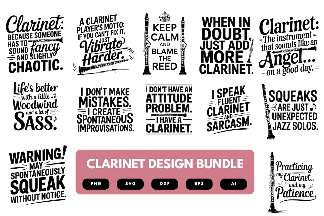 Clarinet Player SVG Bundle | Musical Instrument Clipart, Musician ...