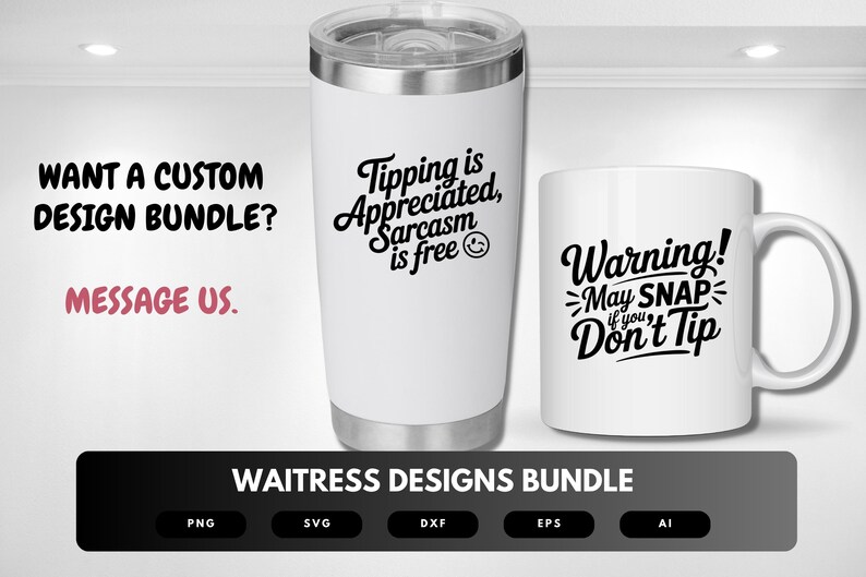 Waitress SVG Bundle | Restaurant Service Clipart, Waitstaff Quote Cut ...