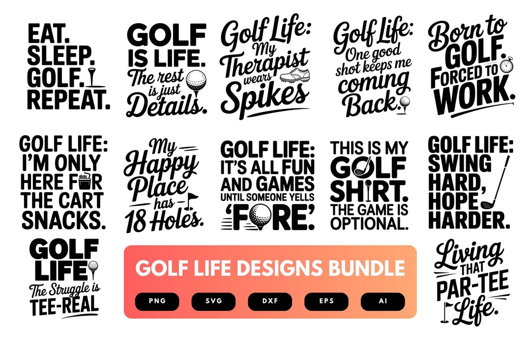 Golf Life SVG Bundle | Golf Lover Clipart, Golfing Silhouette Cut Files ...