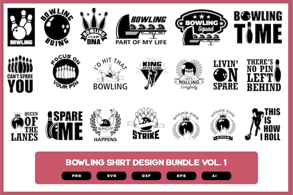 Bowling Design Bundle Vol. 1 Bowling Shirt Design Bowling - Etsy