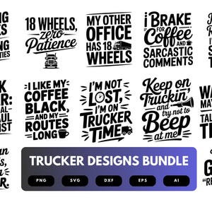 Trucker SVG Bundle | Truck Driver Clipart, Big Rig Silhouette Cut Files ...