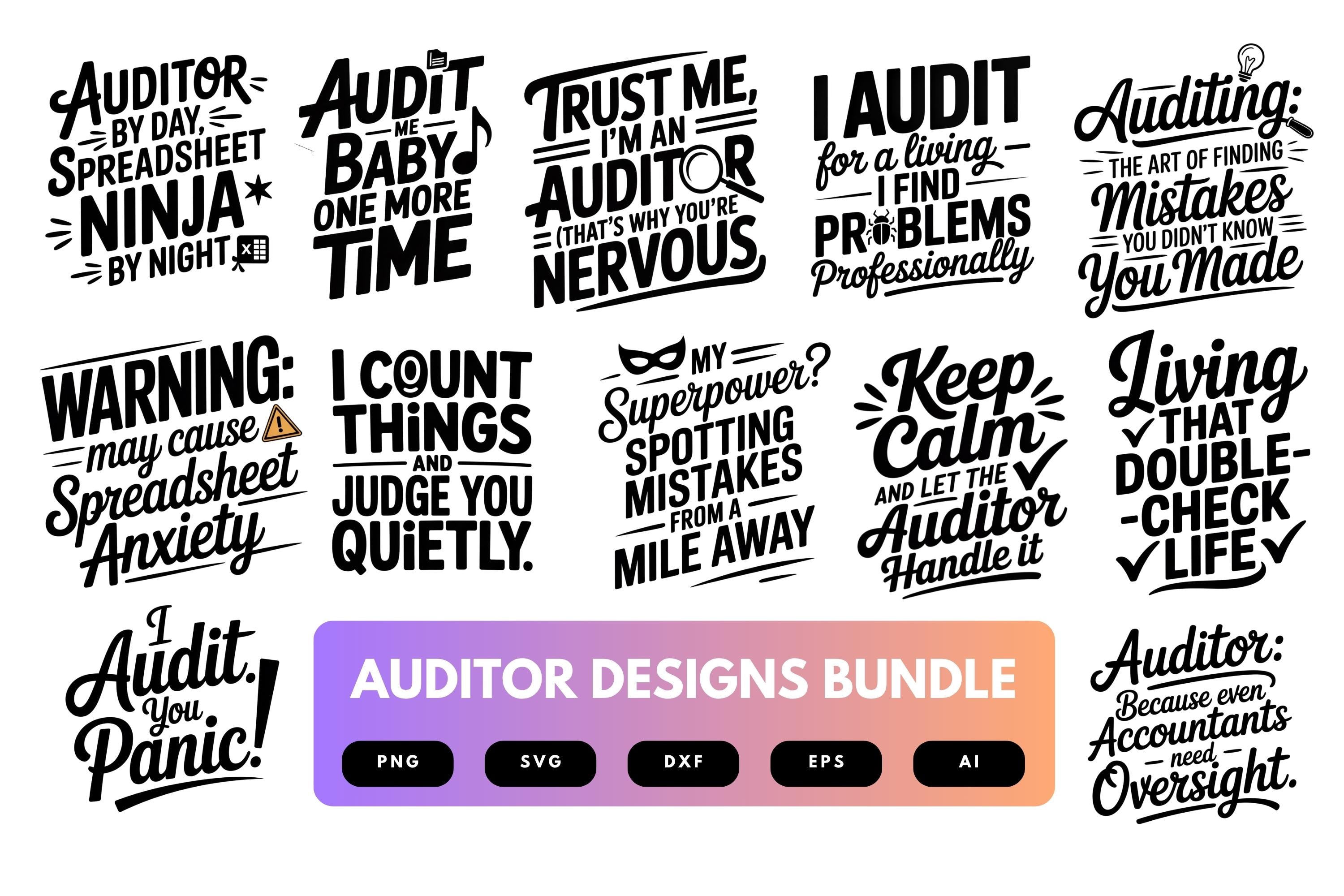 Auditor SVG Bundle | Internal Audit Clipart, Funny Audit Quotes ...