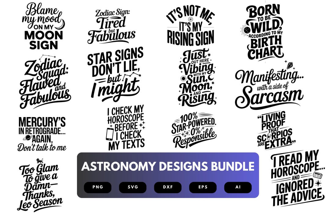 Astronomy SVG Bundle | Space Clipart, Celestial Quote Cut Files for ...
