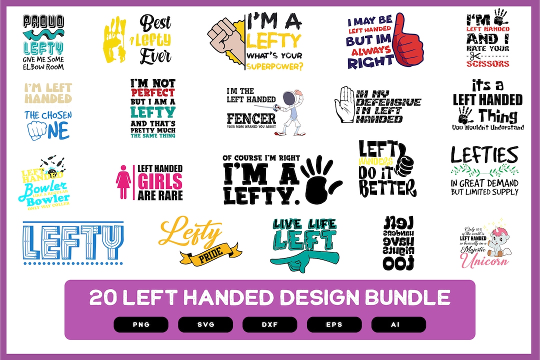 Left Handed Design Bundle Left Handed SVG Left Handed PNG - Etsy UK