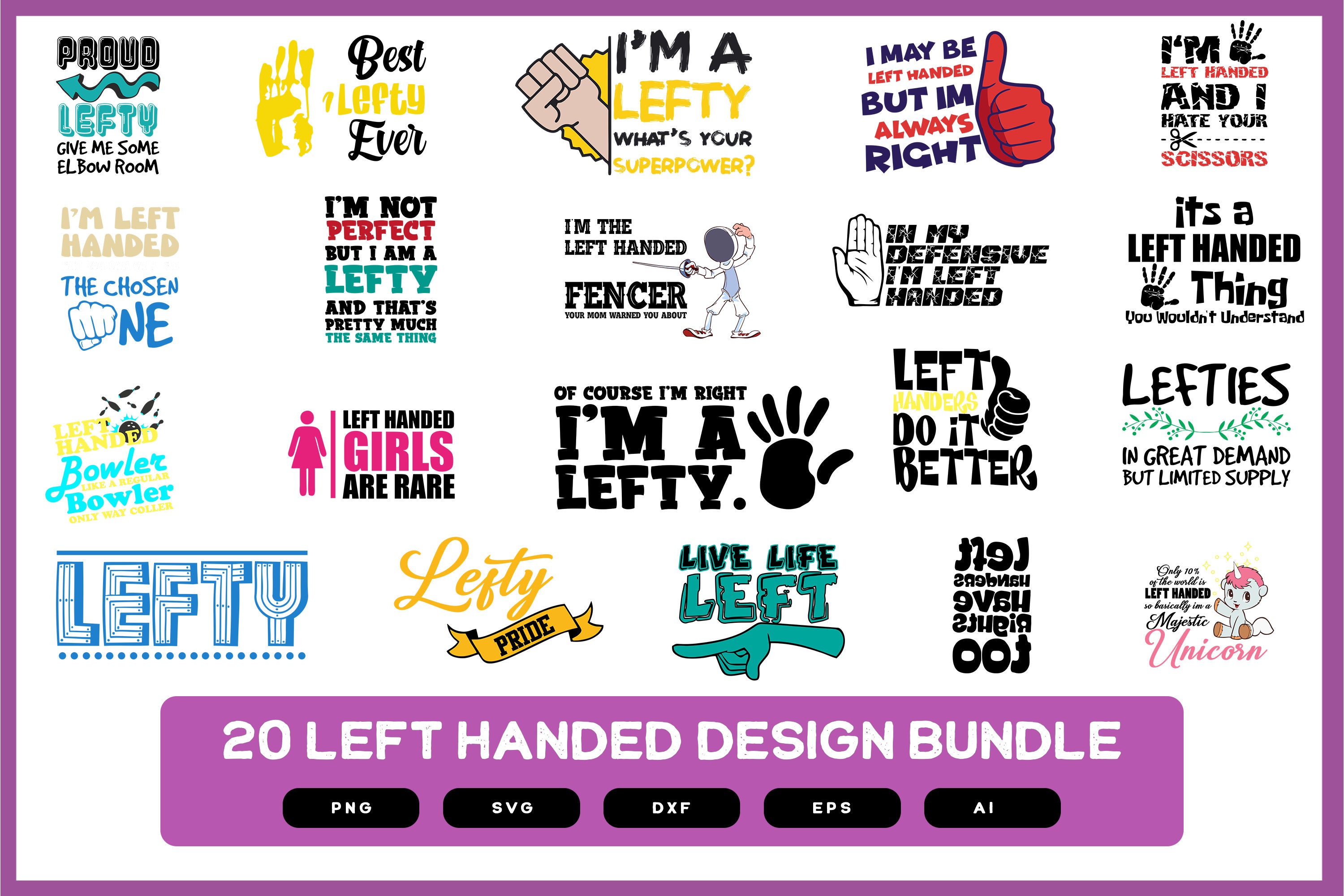 Left Handed Design Bundle Left Handed SVG Left Handed PNG - Etsy UK