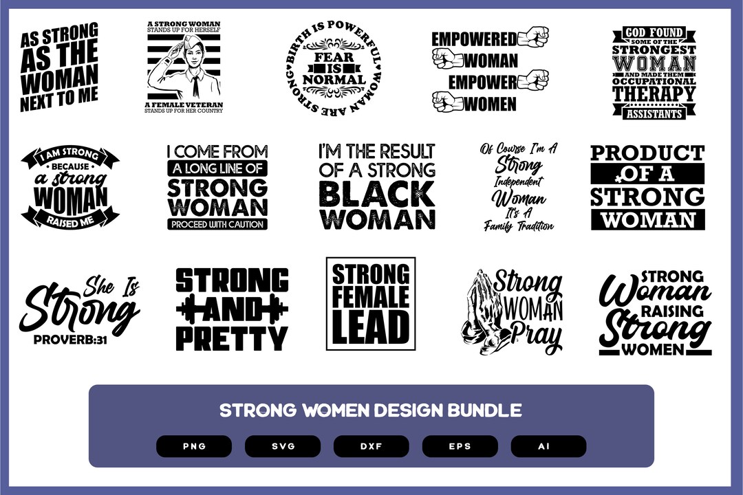 Strong Women Design Bundle | Strong Woman | Strong Woman SVG | Strong ...