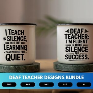 Deaf Teacher SVG Bundle | Sign Language Clipart, ASL Silhouette Cut ...