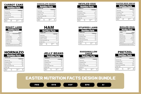 Easter Nutrition Facts Design Bundle Easter Design Easter | Etsy