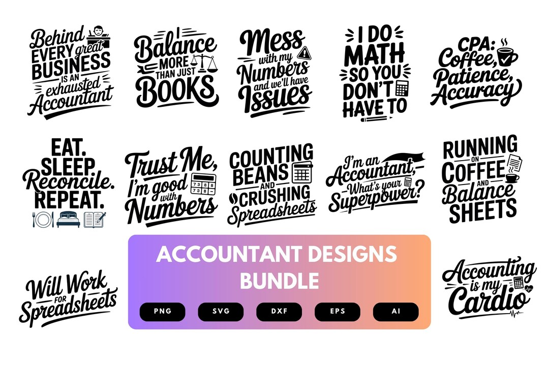 Accountant SVG Bundle | Accounting Clipart, Tax , Finance Silhouette ...
