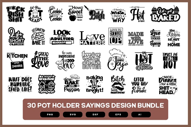 Pot Holder Sayings Design Bundle Pot Holder Quotes Kitchen | Etsy