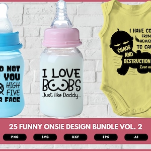 Funny Onesie Design Bundle Vol. 2 | Onesie | Onesie SVG | Baby Dress ...