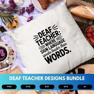 Deaf Teacher SVG Bundle | Sign Language Clipart, ASL Silhouette Cut ...