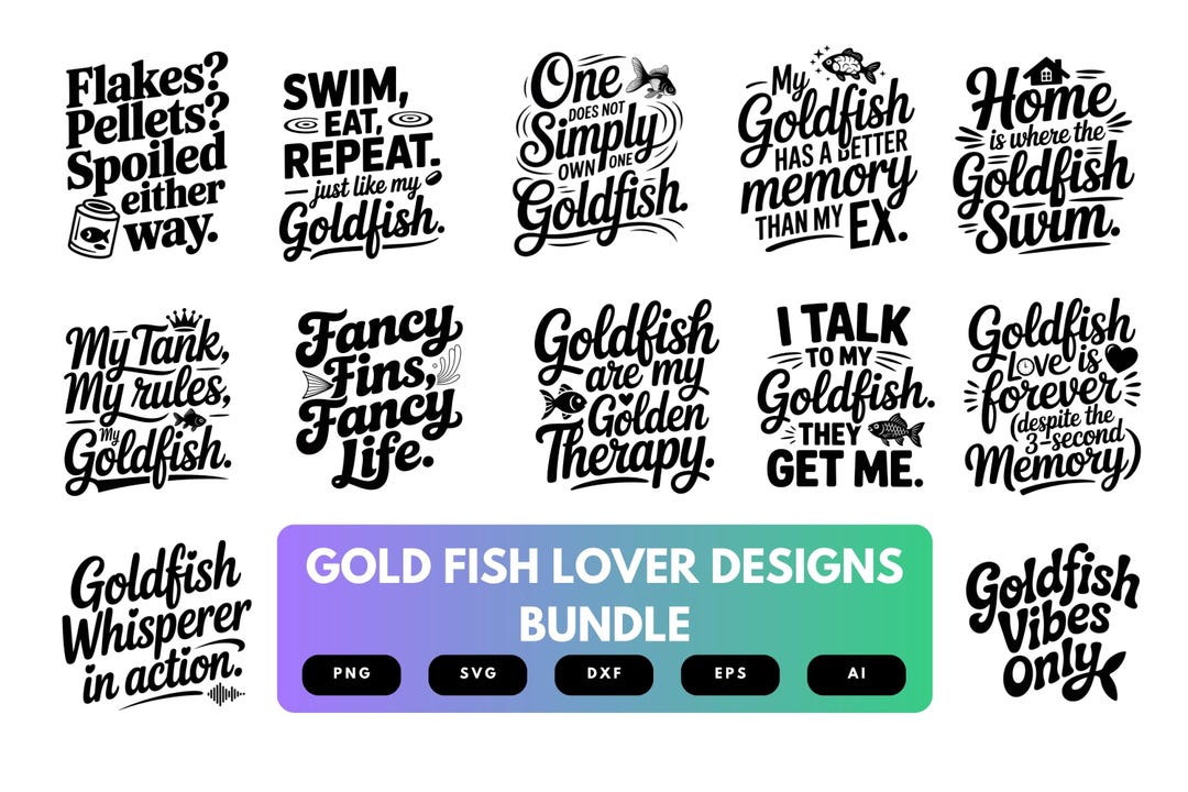 Gold Fish Lover SVG Bundle | Aquarium , Pet Fish Cut Files for Cricut ...