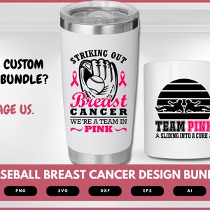 Baseball Breast Cancer Design Bundle | Breast Cancer SVG | Baseball ...