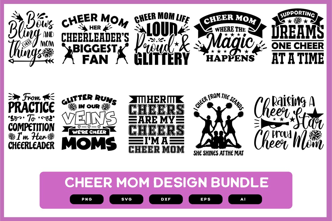 Cheer Mom Design Bundle | Cheer Mom SVG | Cheer Mom Game Shirts | Cheer ...