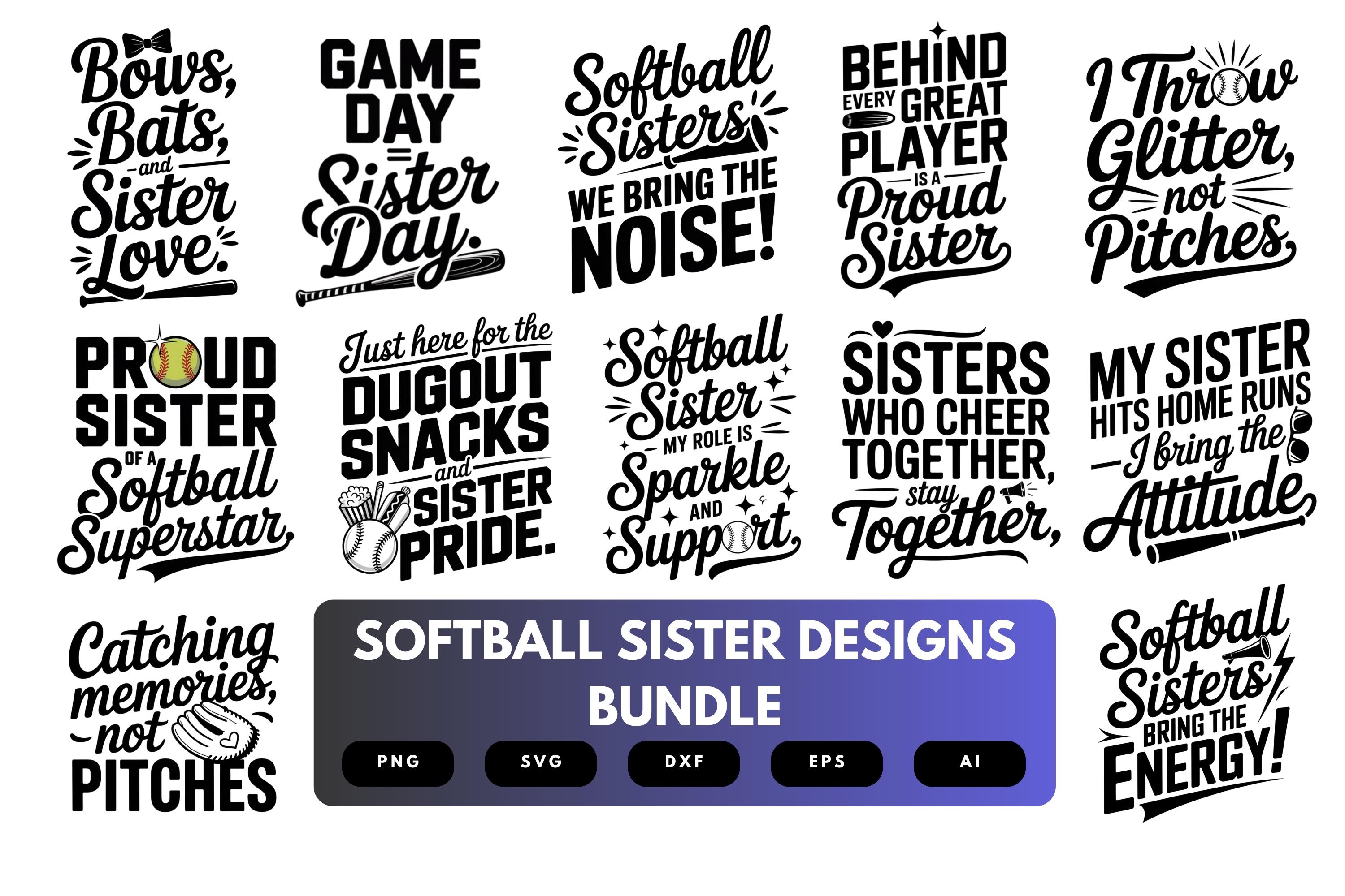 Softball Sister SVG Bundle | Softball Lover Clipart, Sports Sister ...