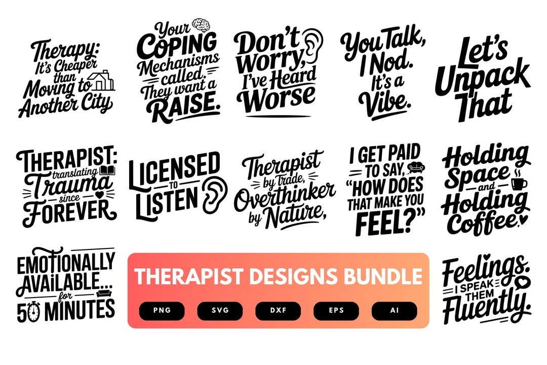 Therapist SVG Bundle | Mental Health Quotes, Counseling Clipart ...