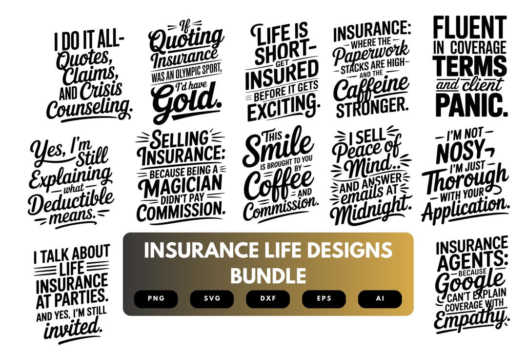 Insurance Life SVG Bundle | Life Insurance Agent Clipart, Motivational ...