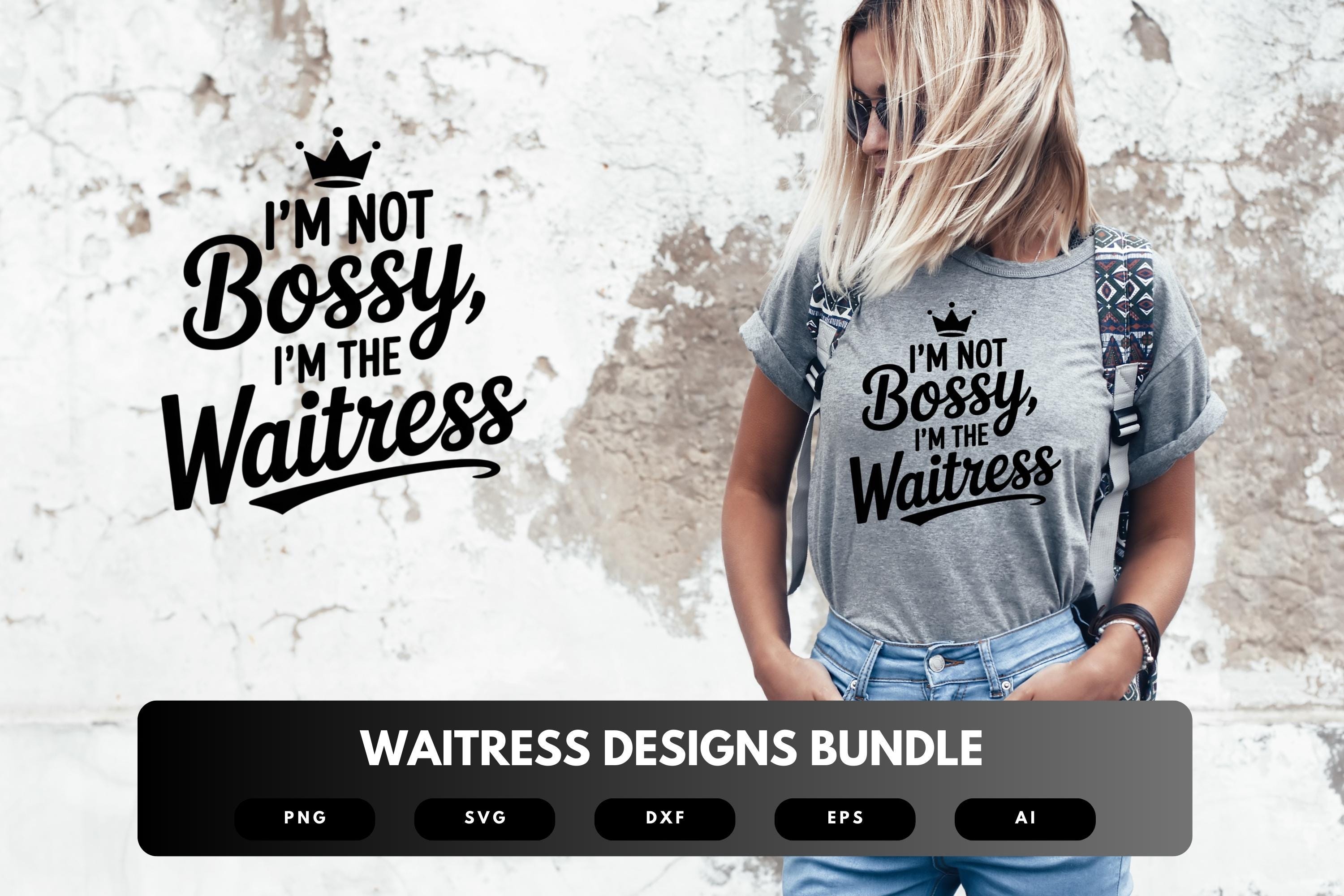 Waitress SVG Bundle | Restaurant Service Clipart, Waitstaff Quote Cut ...