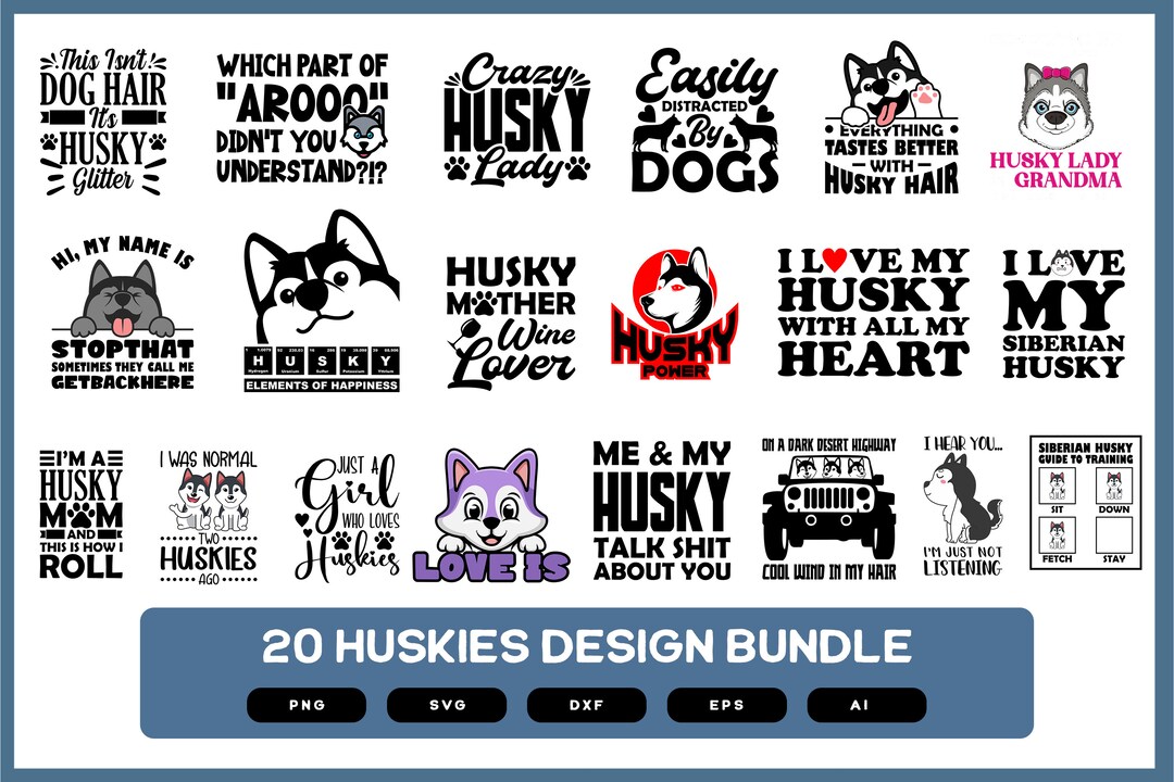 Husky Design Bundle | Husky | Huskies SVG | Husky SVG | Husky Dog ...