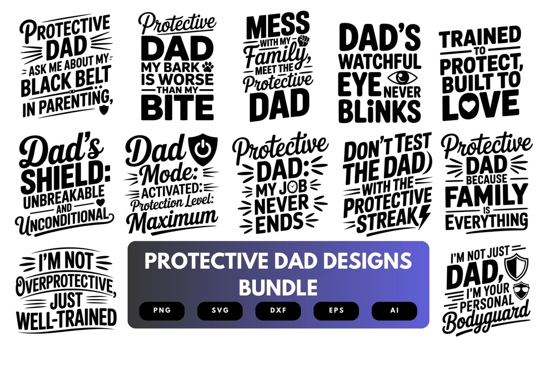 Protective Dad SVG Bundle | Strong Fatherhood Clipart, Shield ...