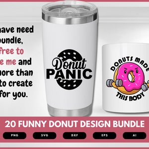 Funny Donut Design Bundle | Funny Donut Tshirt Design | Donut Sayings ...