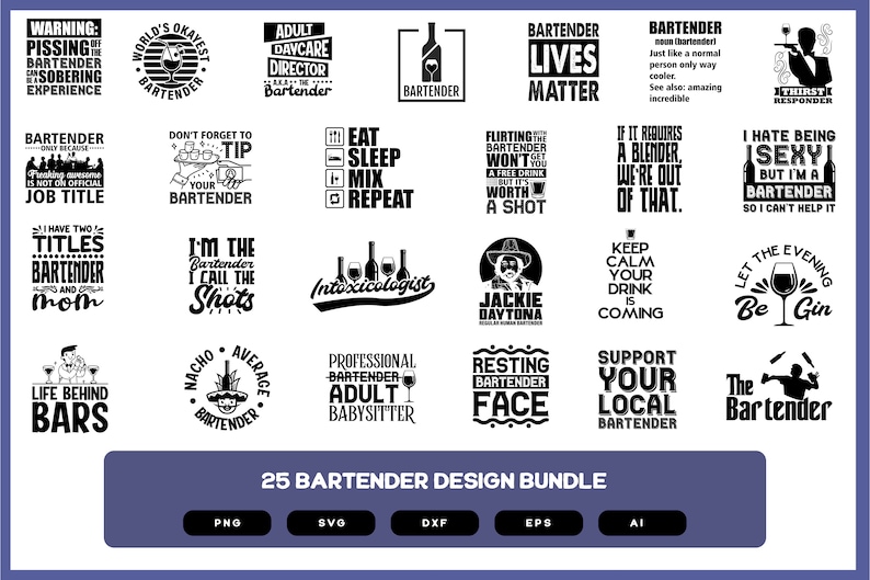 25 Bartender Design Bundle | Bartender Shirt | Funny Bartender Shirt ...