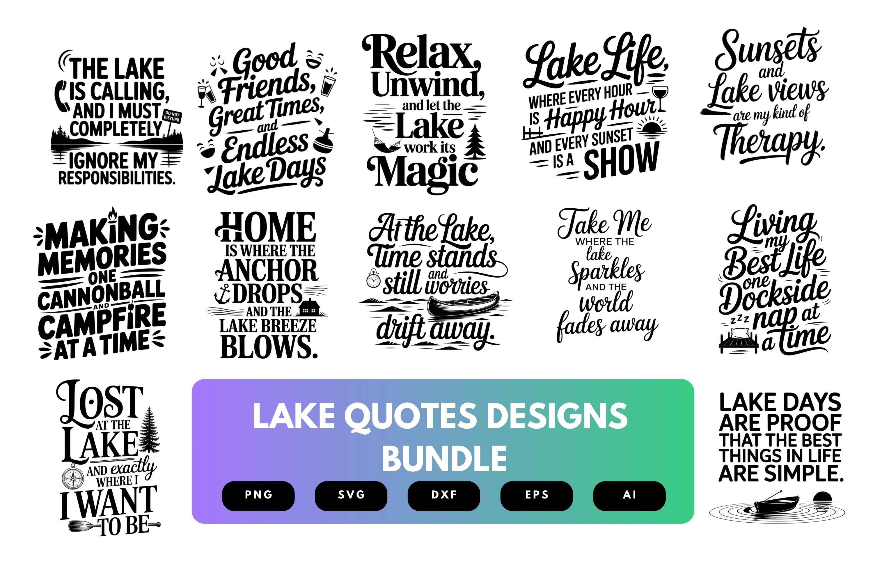 Lake SVG Bundle | Relaxing, Funny Lake Quotes Cut Files for Cricut ...