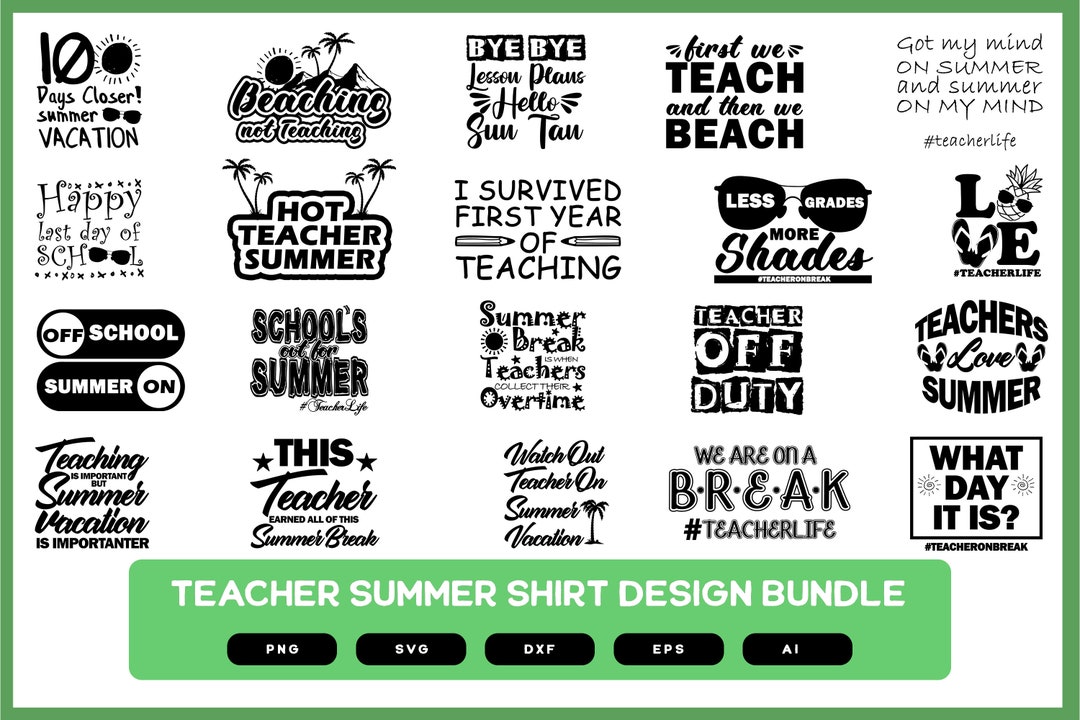 Teacher Summer Shirts Design Bundle | Funny Teacher Summer Design ...