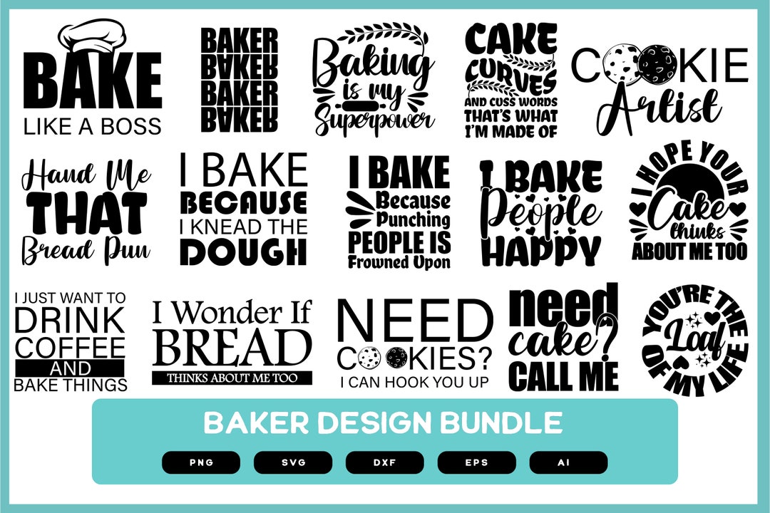 Baker Design Bundle | Shirt Designs for Bakers | Baking Designs Bundle ...