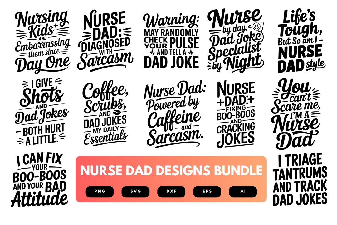 Nurse Dad SVG Bundle | Healthcare Clipart, Medical Silhouette Cut Files ...