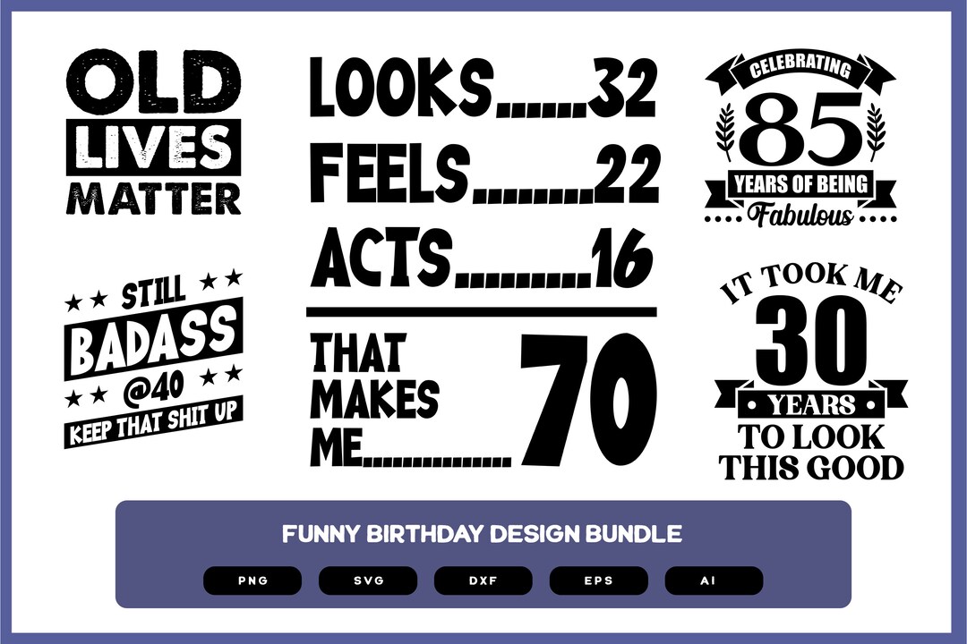 Funny Birthday Design Bundle | Funny Birthday Shirt |funny Birthday ...