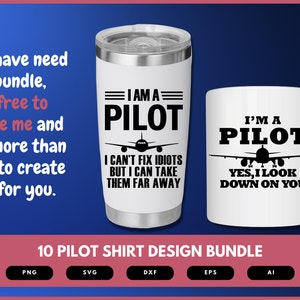 Pilot Shirt Design Bundle | Pilot Shirt SVG | Pilot PNG | Pilot Funny ...