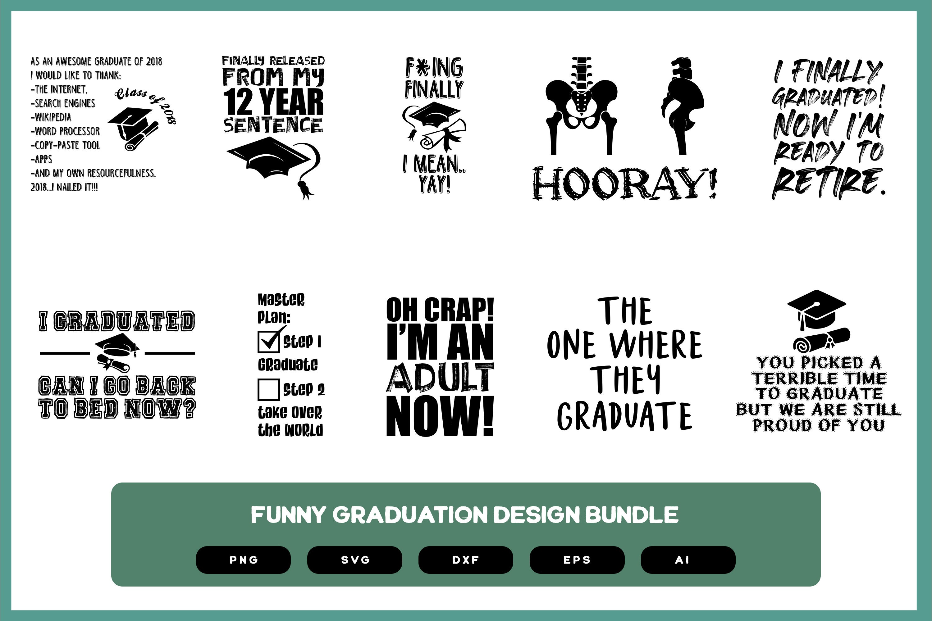 Funny Graduation Design Bundle Funny Graduation Funny - Etsy
