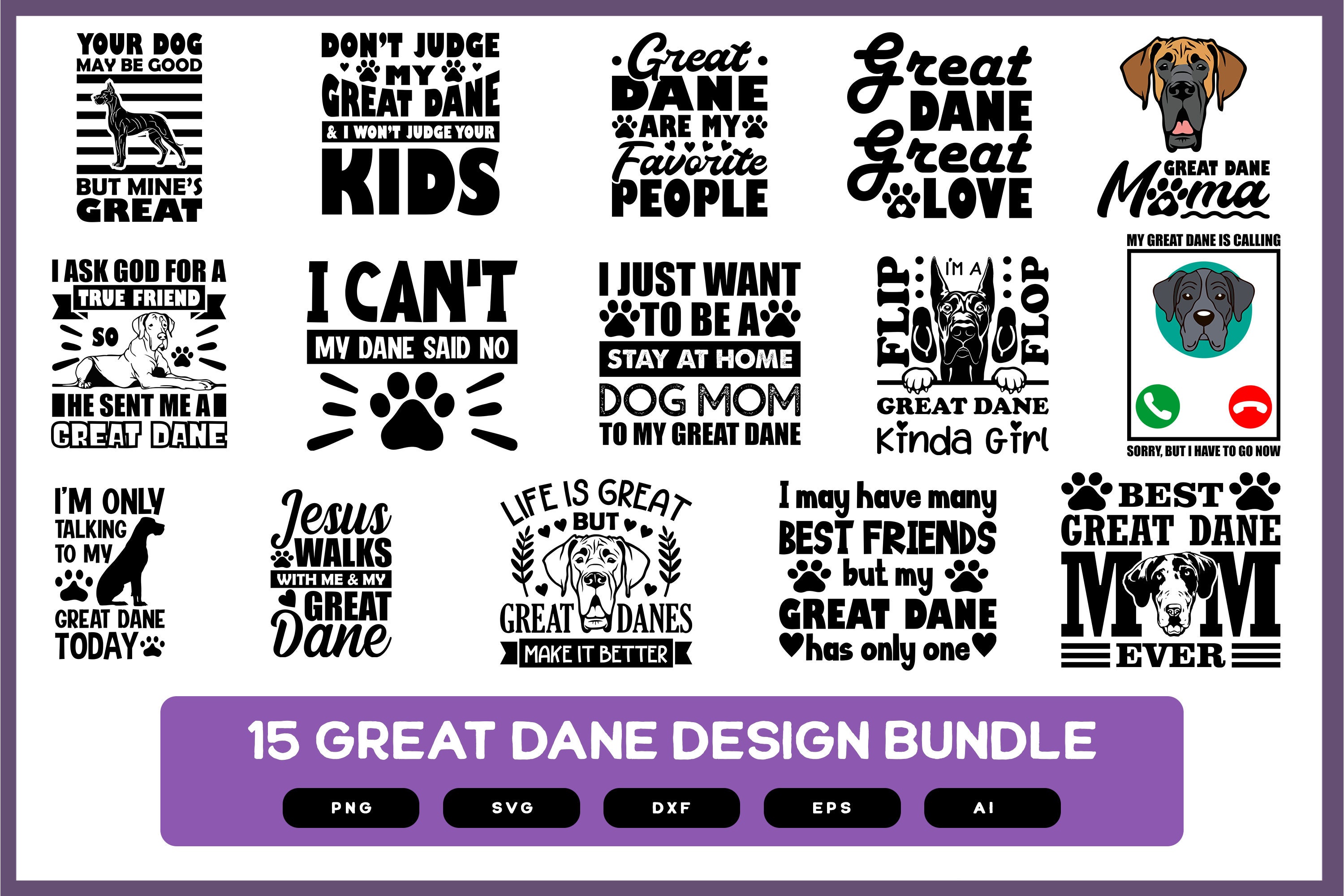 Great Dane Design Bundle Great Dane Shirt Design Great - Etsy