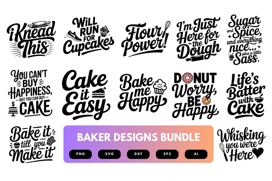 Baker SVG Bundle | Baking Clipart, Pastry Chef Silhouette Cut Files for ...