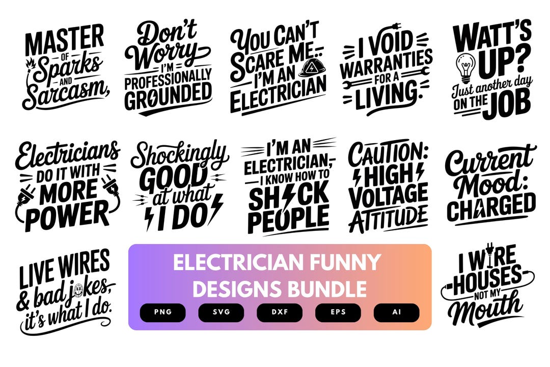 Electrician SVG Bundle | Funny Electrical Quotes , Tools Clipart for ...