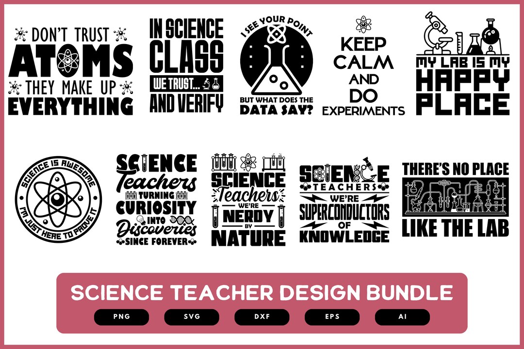 Science Teacher Design Bundle | Funny Science Teacher | Science Teacher ...