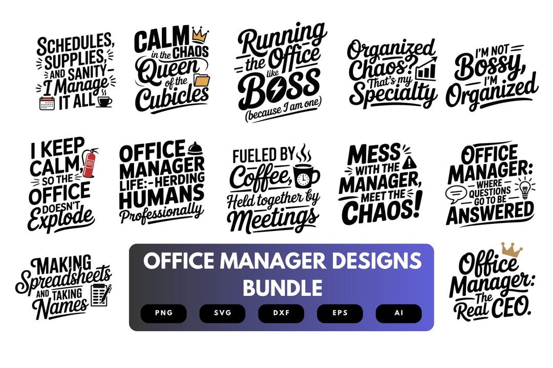 Office Manager SVG Bundle | Administrative Professional Clipart, Office ...