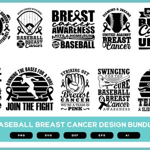 Baseball Breast Cancer Design Bundle | Breast Cancer SVG | Baseball ...
