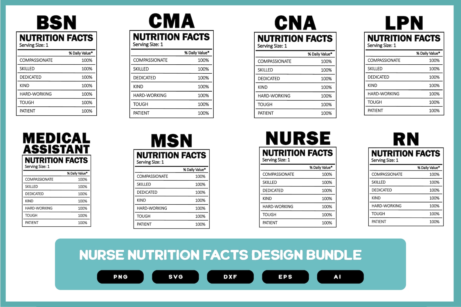 Nurse Nutrition Facts Design Bundle | Nurse Nutrition SVG | Nurse Shirt ...