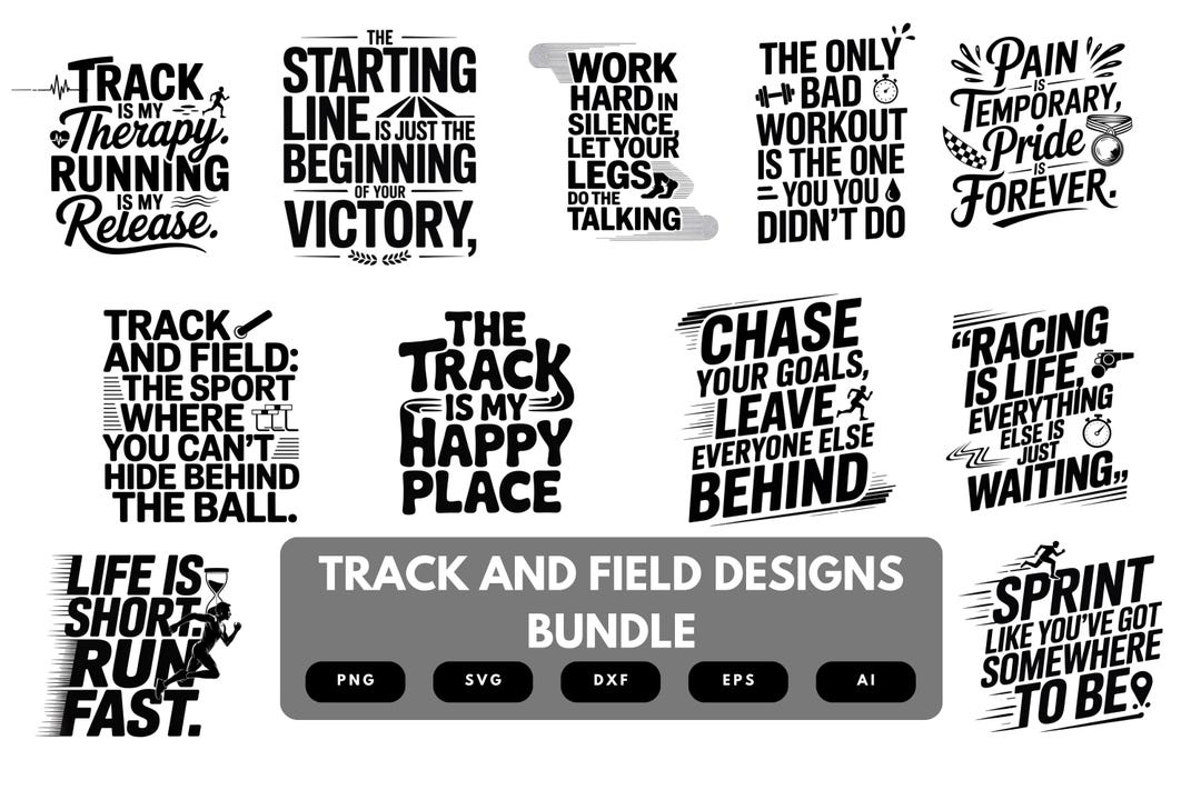 Track and Field SVG Bundle | Motivational Track Quotes Cut Files for ...