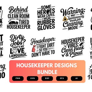 Housekeeper SVG Bundle | Cleaning Quotes, Maid Life Clipart , Cut Files ...