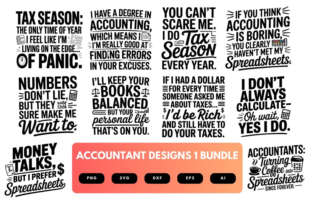 Accountant SVG Bundle | Tax Preparer Clipart, Finance Silhouette Cut ...