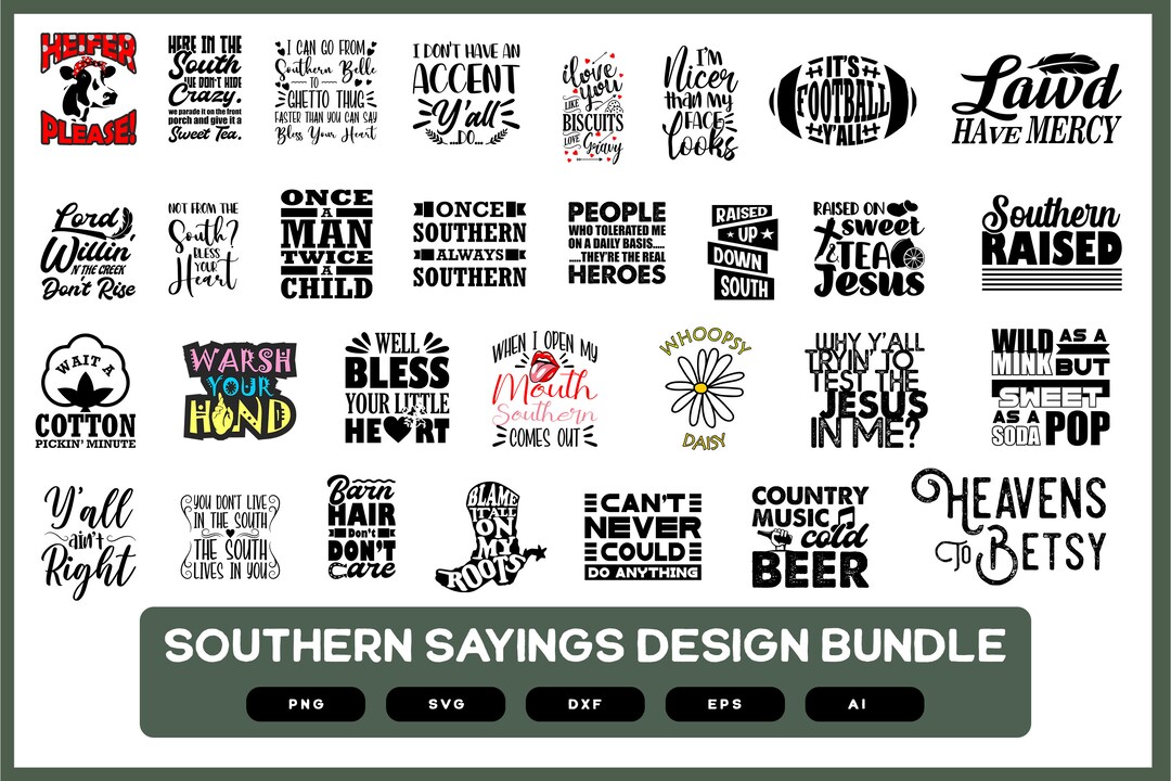 Southern Sayings Design Bundle | Southern Sayings Set | Southern Life ...