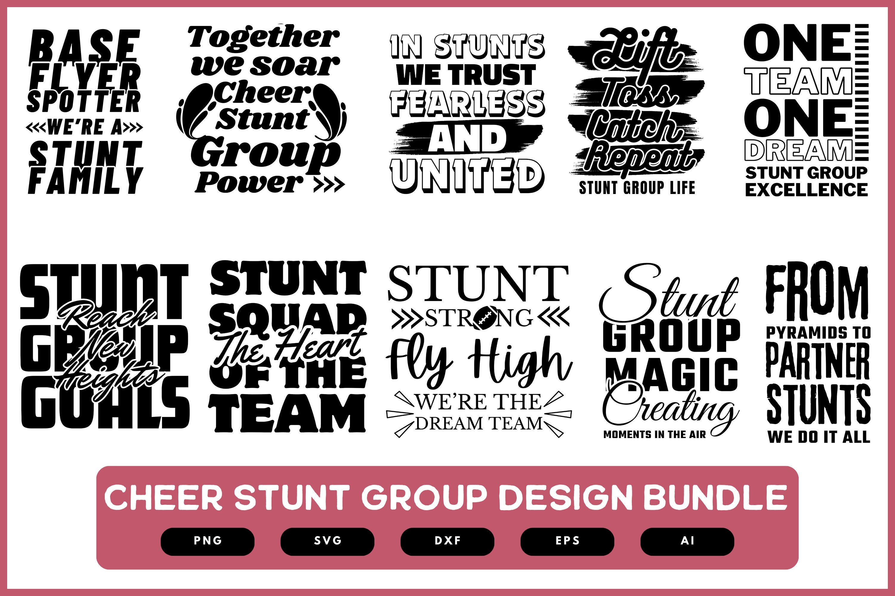Cheer Stunt Group SVG Design Bundle | Cheer Stunt SVG | Cheer Stunt ...
