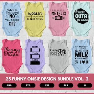 Funny Onesie Design Bundle Vol. 2 | Onesie | Onesie SVG | Baby Dress ...