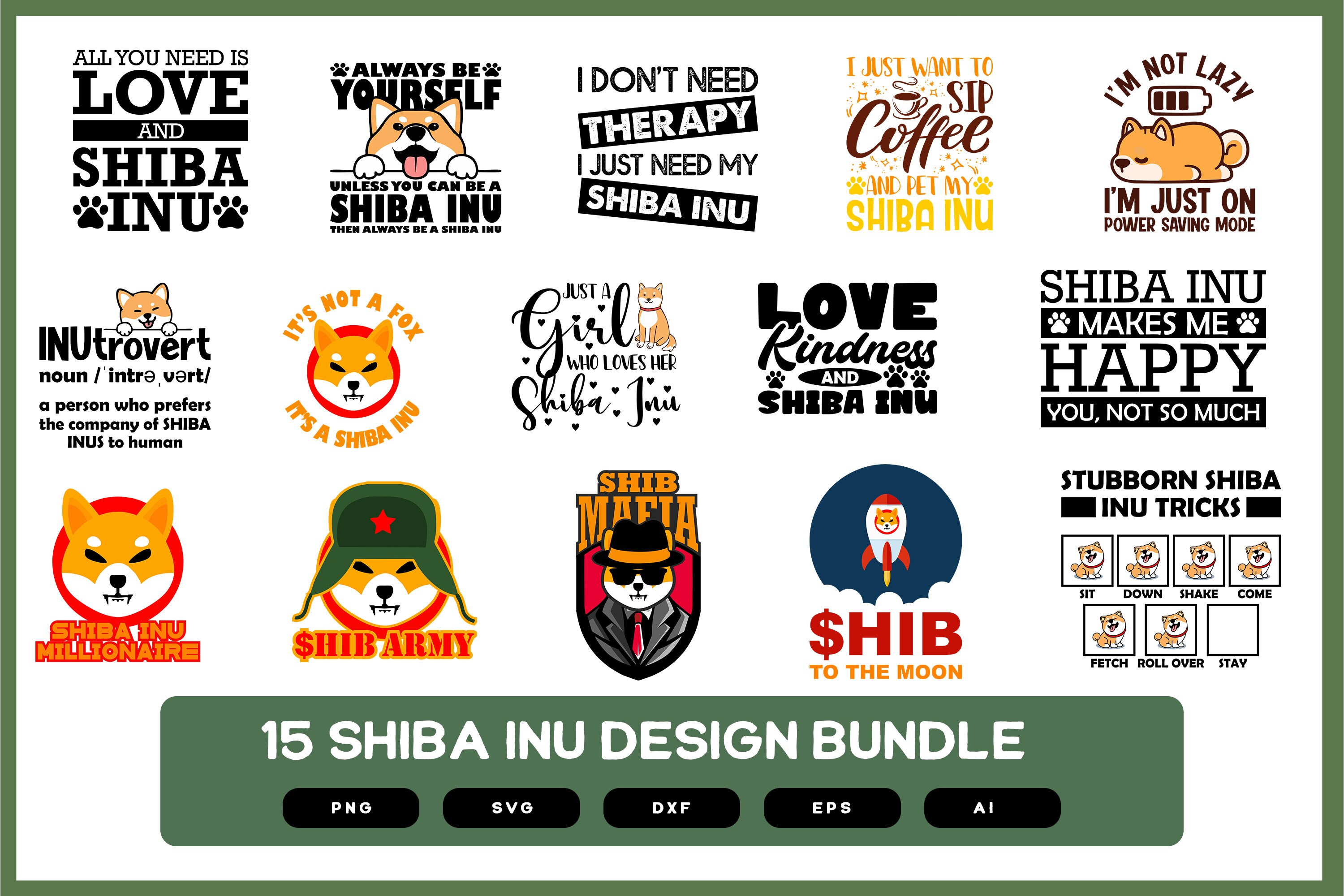 Shiba Inu Design Bundle Shiba Inu Dog Shiba Inu Shirt | Etsy